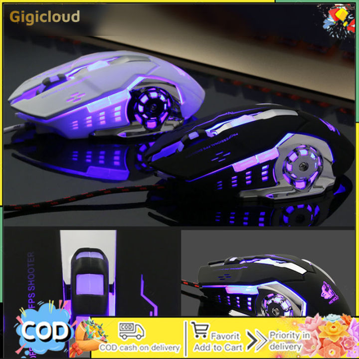 Ergonomic Pro Wired LED Light 4000DPI Optical USB Gamer Gaming Mouse ...