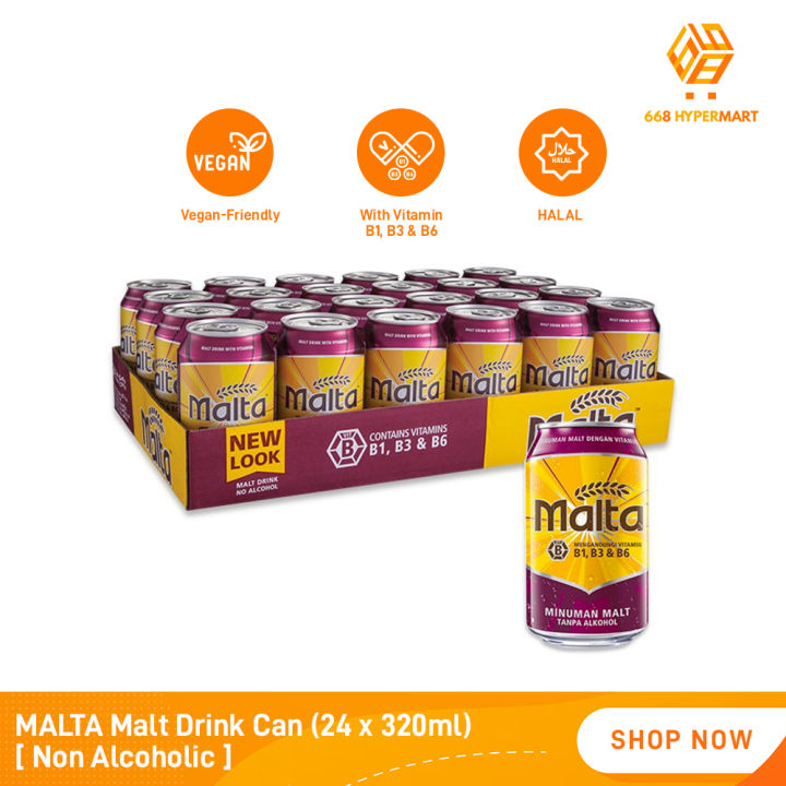 MALTA Premium Malt Drink Multipack - Vegan-Friendly, Non-Alcoholic, 24 ...