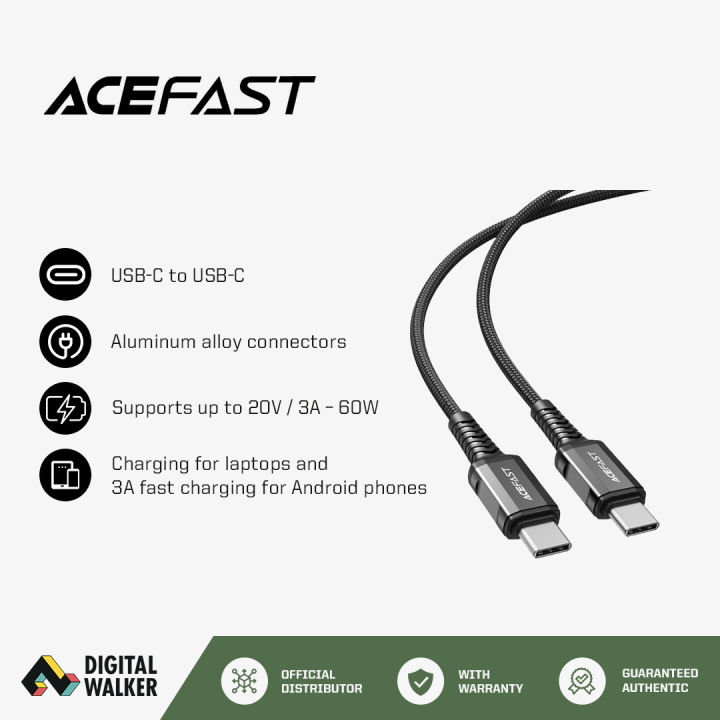 [Digital Walker] Acefast Acewire Pro C1-03 USB-C to USB-C 60W Cable 1 ...