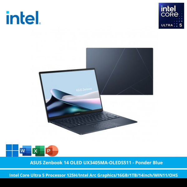 ASUS Zenbook 14 OLED UX3405MA-OLEDS511 - Ponder Blue [Intel Core Ultra ...