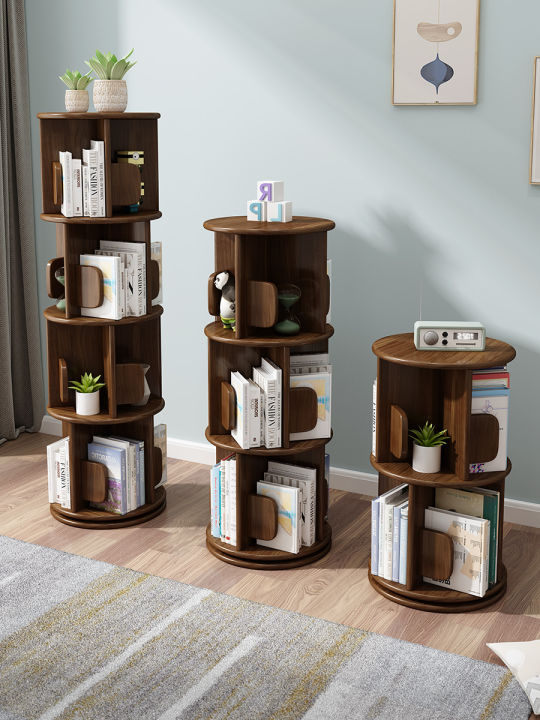 Rotatable 360-degree bookshelf solid wood simple living room small ...