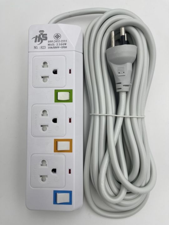 ปลั๊กไฟ D ปลั๊กพ่วง รางสายไฟ รางปลั๊ก รางปลั๊กคอมHS 3M 5M 10M TT | Lazada.co.th
