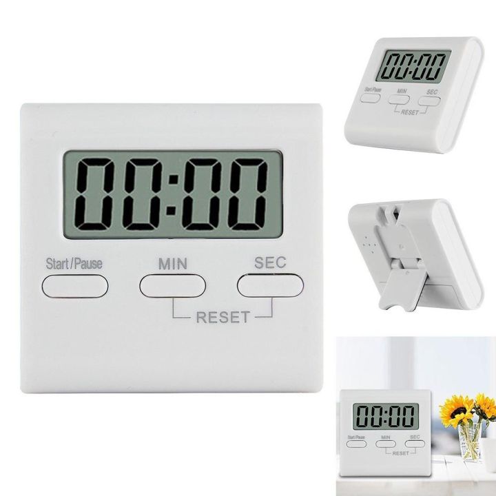FSDFG Reminder White Back Stand Digital Count-Down Up Clock Alarm Clock ...