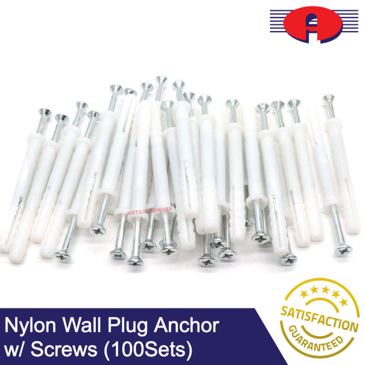 NYLON WALL PLUG ANCHOR WITH SCREWS NYLON WALLPLUG WITH SCREW (100SETS ...