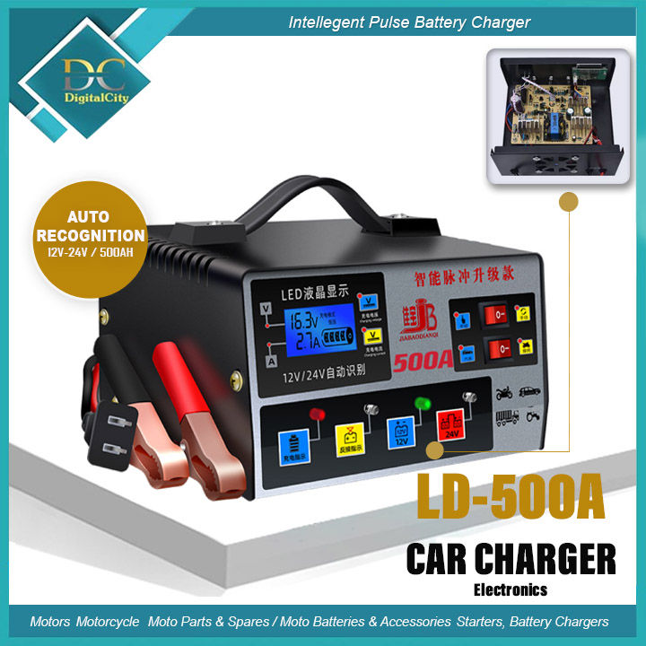 DIGITAL 12v And 24v Car Battery Charger for Lead Acid Batteries Car Battery Charger Heavy Duty ...