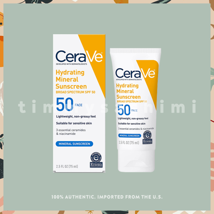 CERAVE Hydrating Mineral Face Sunscreen SPF50 75ml | Lazada PH