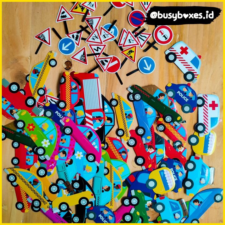 [busyboxes.id] worksheet menempel tema mobil dan rambu transportasi ...