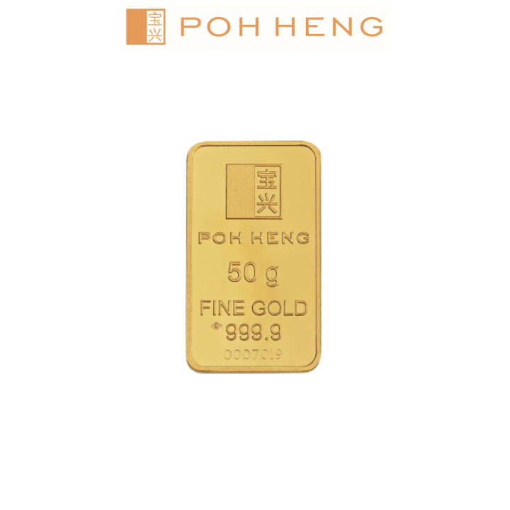 Poh Heng Jewellery 999.9 Treasures 50gm Gold Bar in Yellow Gold [Price ...