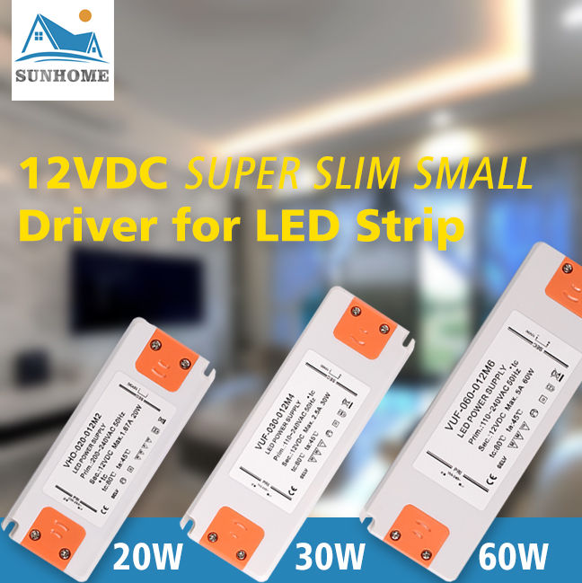 Ultra Slim 12V/24V-20W/30W/60W LED Driver LED Strip Light small Driver ...