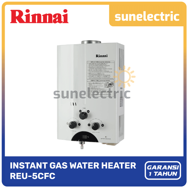 Rinnai REU-5CFC Gas Water Heater Low Pressure Temperature Control + LCD Display Gas Elpiji / LPG ...