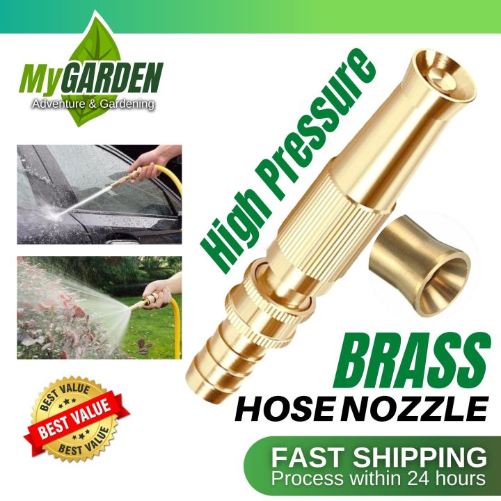 #1 Brass Hose Nozzle High Pressure Adjustable Twist Host Garden Hose ...