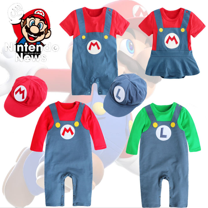 Newborn Baby Super Mario Costume Kids Boy Mario Bros Bodysuit Romper ...