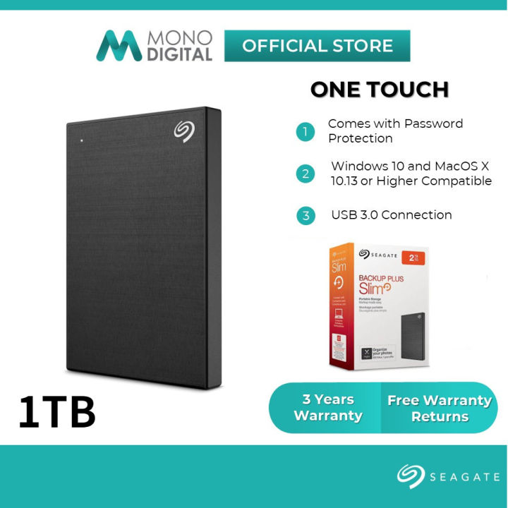 Seagate External Hard Disk Backup One Touch Slim USB 3.0 Portable HDD ...