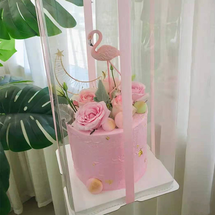 Square transparent panoramic flower cake gift box hug bucket bouquet ...