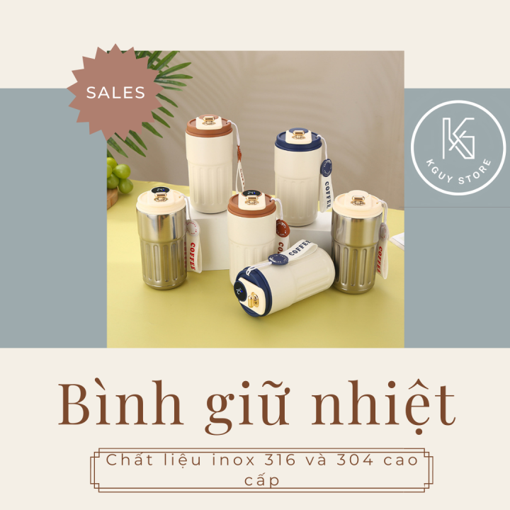 Bình giữ nhiệt inox 316 420ml cao cấp có màn hình nhiệt độ, có quai đeo | Lazada.vn