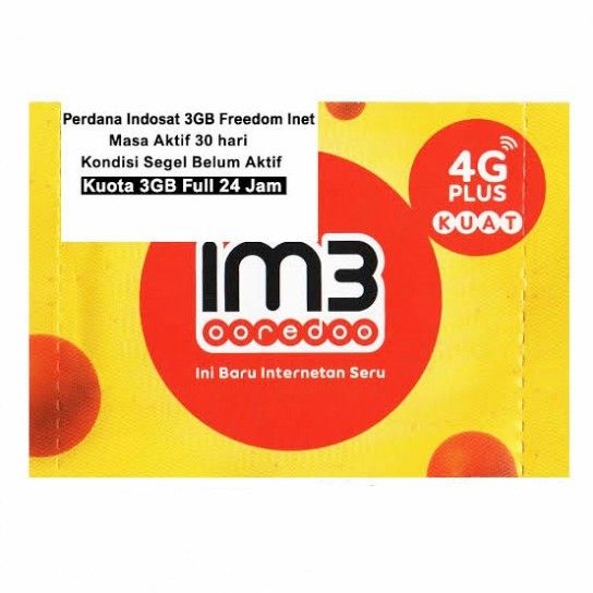 KARTU PERDANA FREEDOM INTERNET IM3 3GB JABODETABEK BANTEN SUKABUMI ...