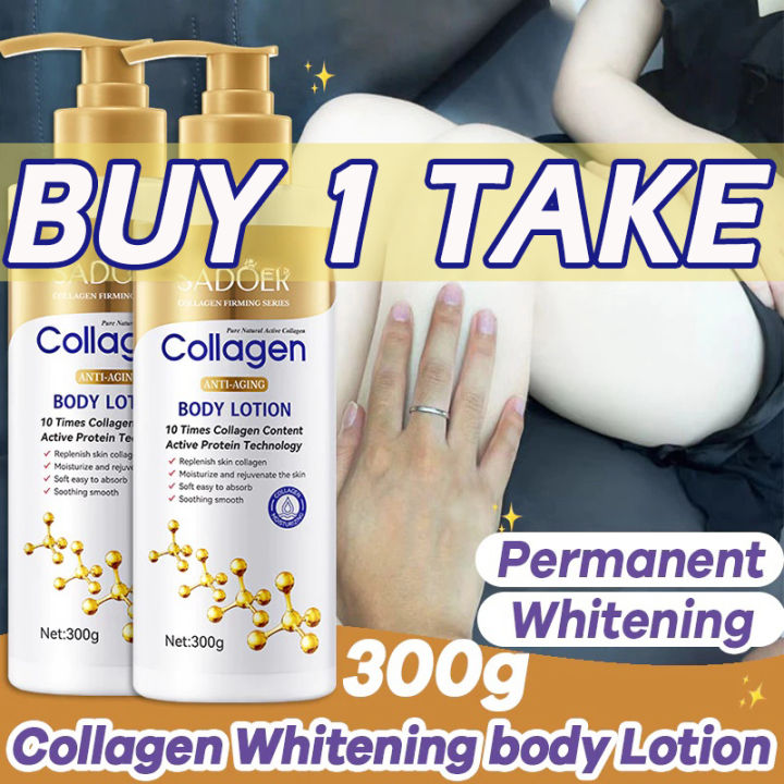 【BUY 1 TAKE 1】300g Collagen Whitening Body Lotion Moisturizing Firming skin Improve Dark skin ...
