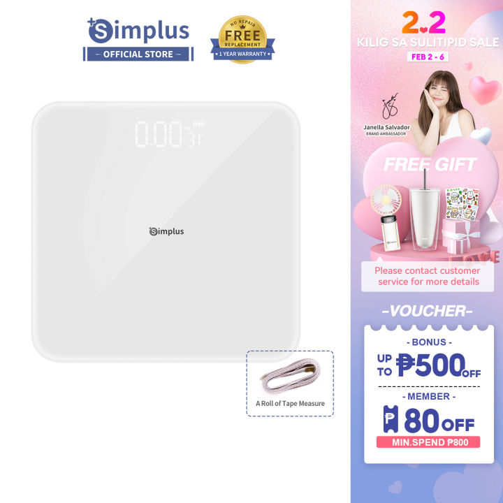 Simplus Electric Weighing Scale Body Weight Scale USB Recharable Large LED Display | Lazada PH