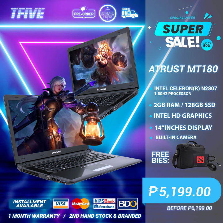 LAPTOP ATRUST MT180 INTEL CELERON(R) N2807 1.5GHZ 2GB RAM/128GB SSD 14'' SCREEN + ACCESSORIES ...