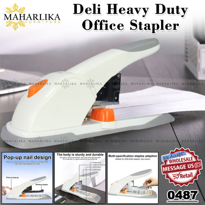 Maharlika 0487 Deli Stapler Heavy Duty Stapler Black 80 sheets Stapling ...