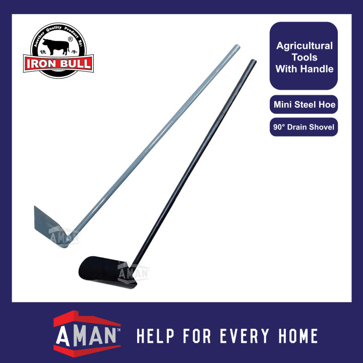 IRON BULL 90° Heavy Duty Drain Shovel Mini Steel Hoe With Handle Drain ...