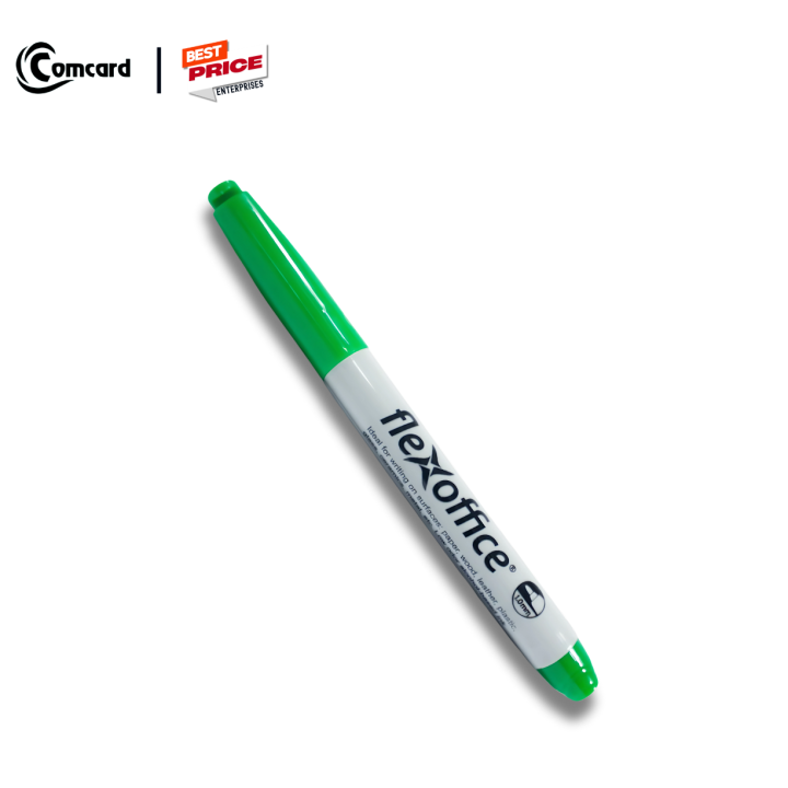 FLEX OFFICE FLEX MARKER PERMANENT PER PIECE GREEN 1MM (1 PIECE) | Lazada PH