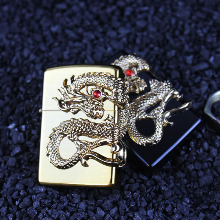 FAMILIFE Kerosene Refilled Dragon Lighter Refillable shinny Case ...