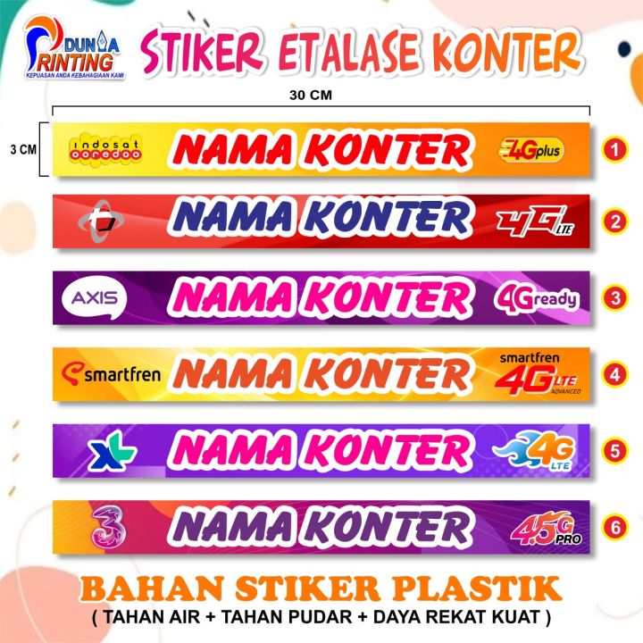 Stiker Konter untuk Etalase Custom Nama - Size 30X3 CM - Isi 15 Pcs ...