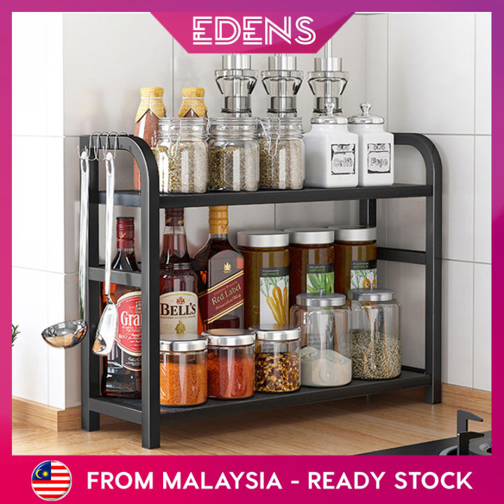 EDENS Kitchen Shelves Seasoning Rack Soy Sauce Bottle Salt Sauce ...