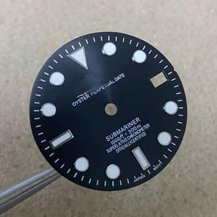 28.5mm Green Luminous SUB Sun Pattern Round Silver Nail Watch Dial for ...