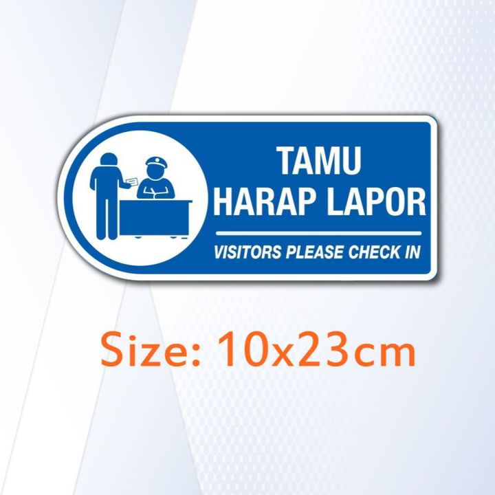 DS Signage Rambu Tamu Harap Lapor Visitors Please Check In PVC Tebal 5mm DheaShop | Lazada Indonesia