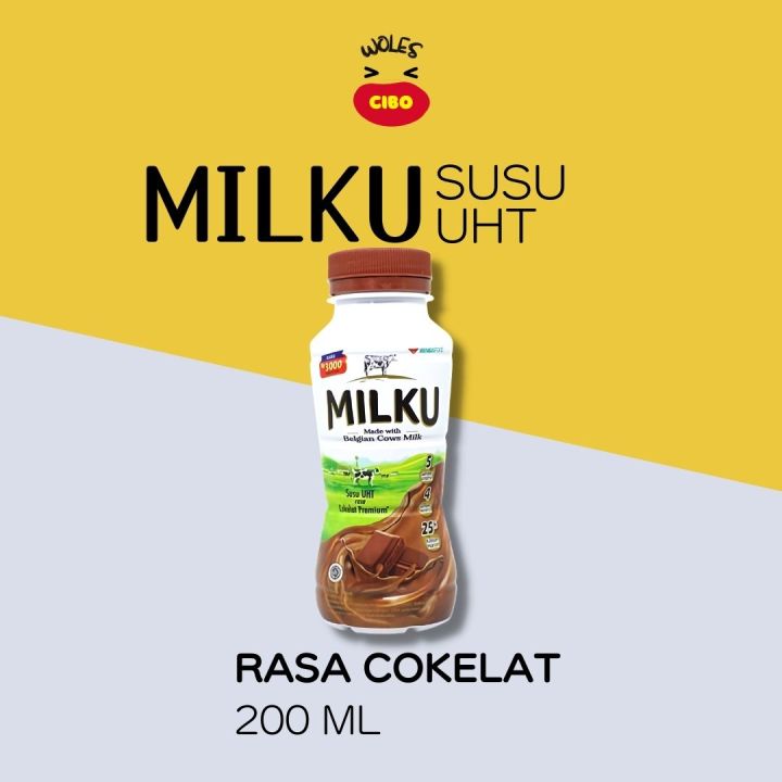 Milku Susu UHT Cokelat / Stroberi 200ML Minuman Susu Kemasan Botol ...