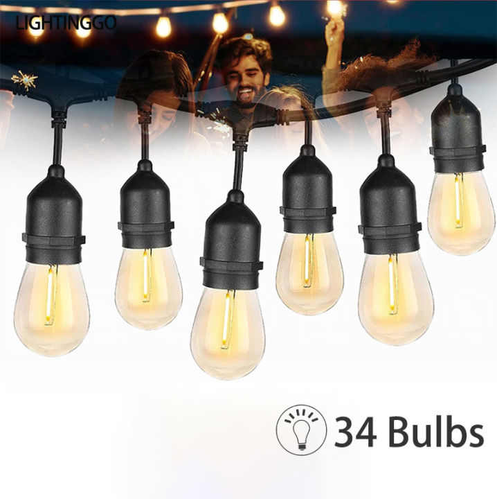 LIGHTINGGO Waterproof Outdoor Light S14 Bulb LED String Lights ...