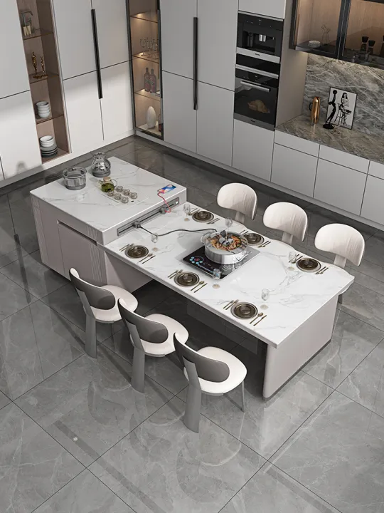 Rock-board dining table island platform integrated Italian minimalist ...