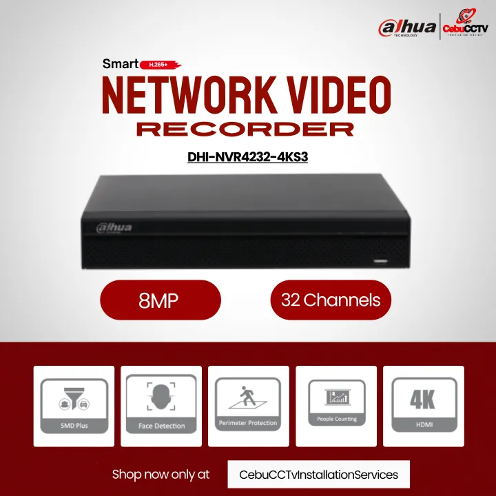 Dahua Network Video Recorder (NVR) DHI-NVR4232-4KS3 4K support 32 ...