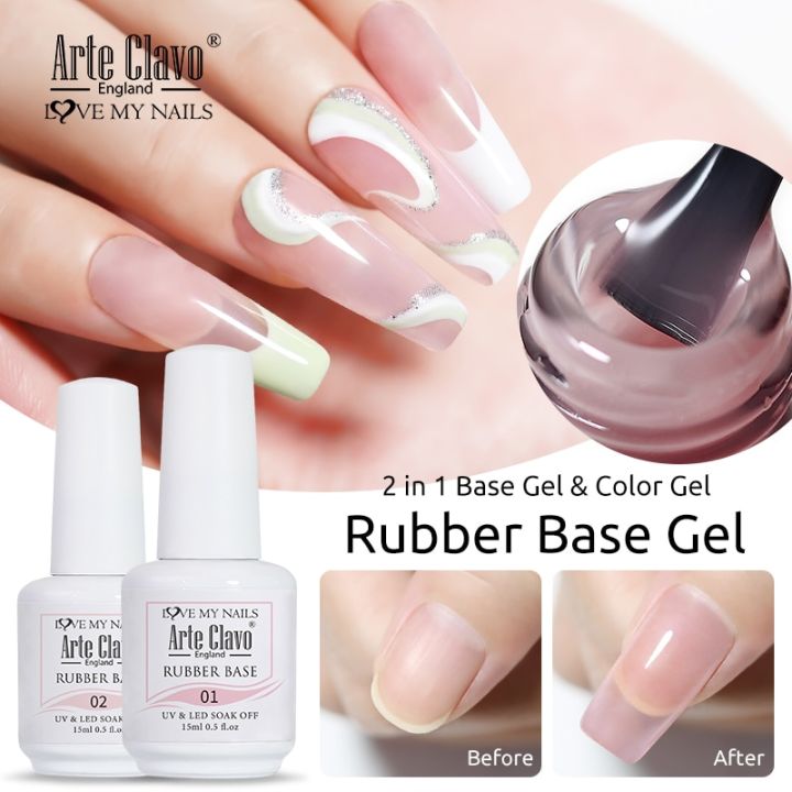 Arte Clavo 15ml Semi Permanent Rubber Base For Polish Gel Top Base Coat ...