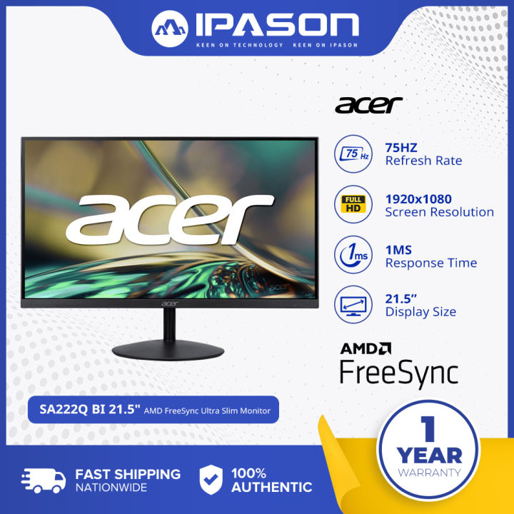 Acer SA222Q BI 21.5" FHD 1920x1080 VA Technology 1ms 75Hz AMD FreeSync ...