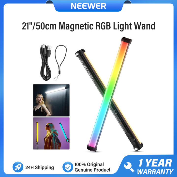 NEEWER 21"/50cm Magnetic RGB Light Wand, 14W LED Handheld Video Tube ...