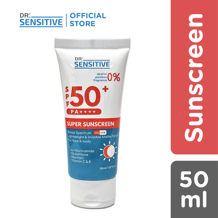 Dr. Sensitive Super Sunscreen SPF 50+ PA++++ for Face and Body 50ml ...