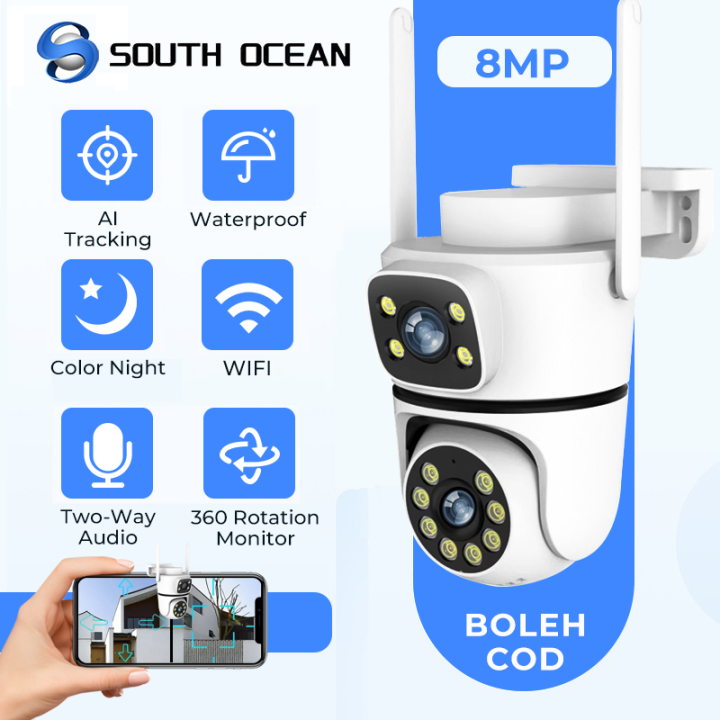 South Ocean Waterproof Dual Lens CCTV Wireless Outdoor 8MP Wifi PTZ IP ...