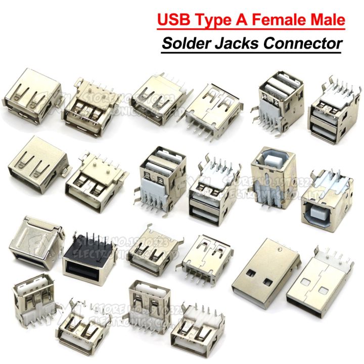 5PCS USB Type A Standard Port Female Male Solder Jacks Connector PCB Socket USB-A type USB-AF AF ...