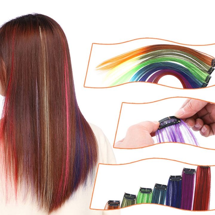 22 Inch Synthetic Highlight Ladies Long Straight Hair Extension Color ...