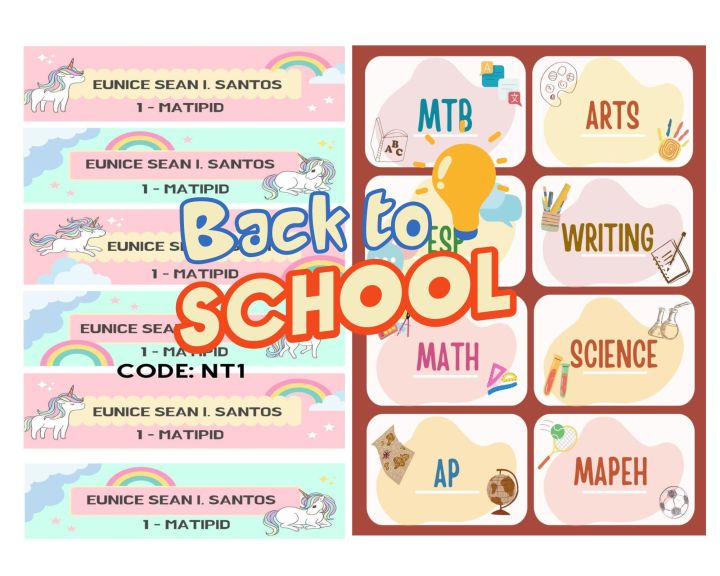 Personalized STICKER NAME LABEL and SUBJECT LABEL for school | Lazada PH