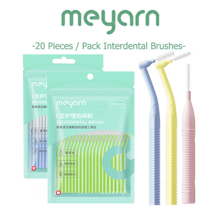 MEYARN 20 Pieces I&L Interdental Brush Soft-Bristled Stainless Steel ...