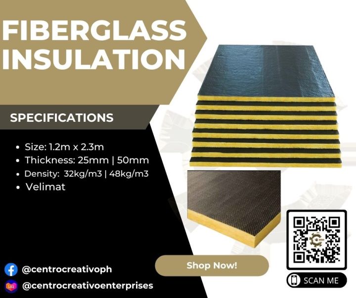 Fiberglass Insulation Board with Velimat | size 1.2mx2.3m | thickness ...