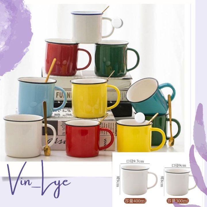 Mug with handle Vintage ceramic cup Coffee tea juice milk Milo cup ...