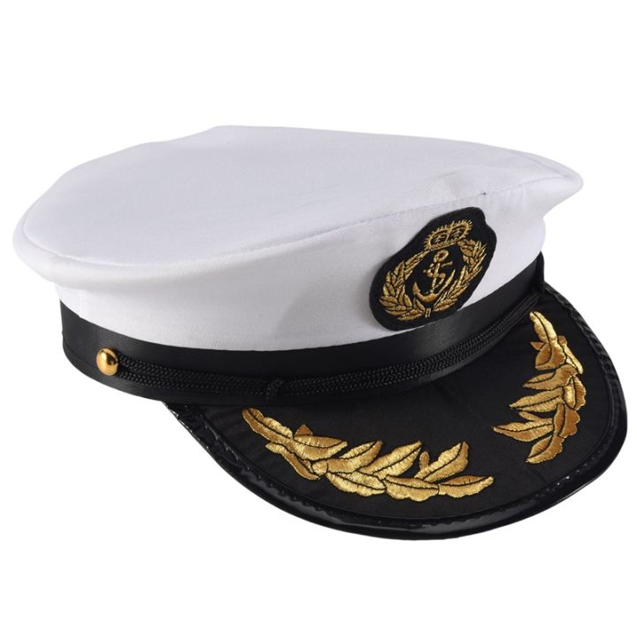 Adult Yacht Boat Captain Hat Navy Cap Ship Sailor Costume Party Fancy ...