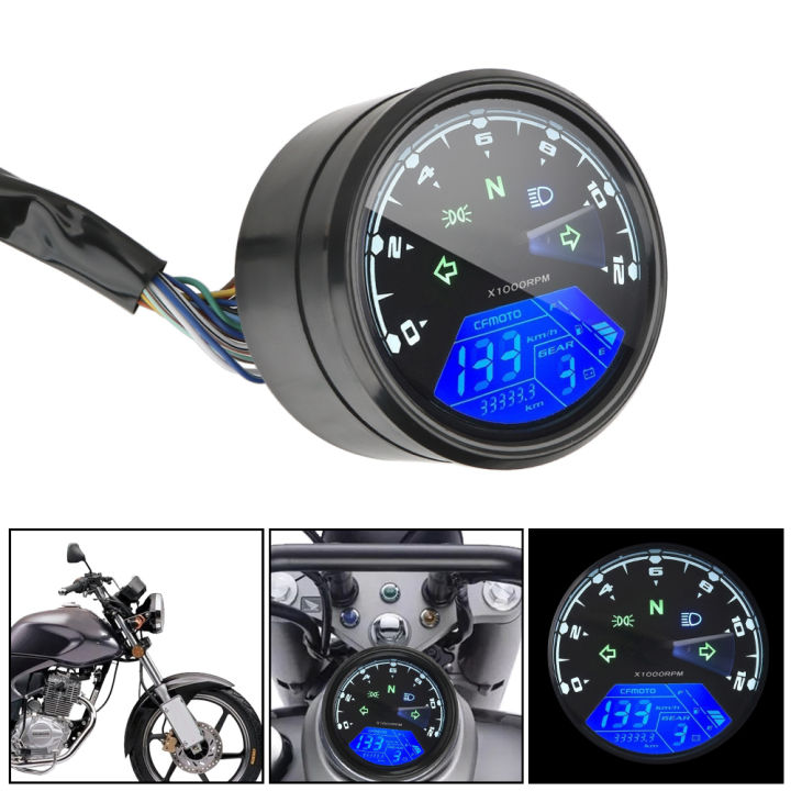 LED Digital Indicator Tachometer Fuel Meter Anti-glare Motorcycle Panel ...