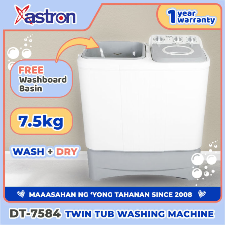 Astron DT-7584 Twin Tub Washing Machine (Gray) | 7.5 kg | Free ...