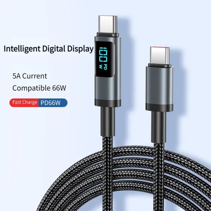 100w Fast Charging Cable Digital LCd Display Quick Charge Data USB ...